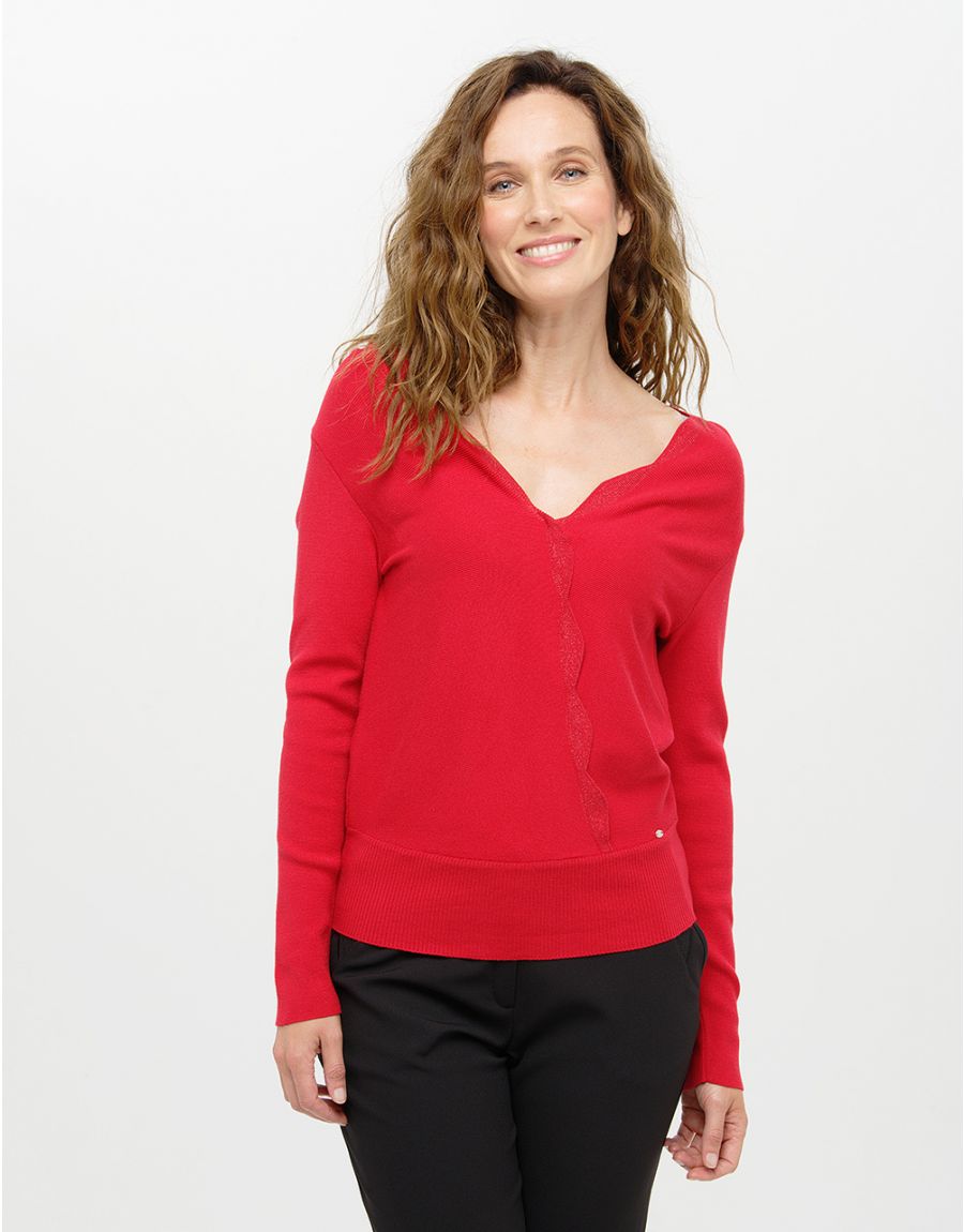 Pull cache-coeur rouge | Christine Laure