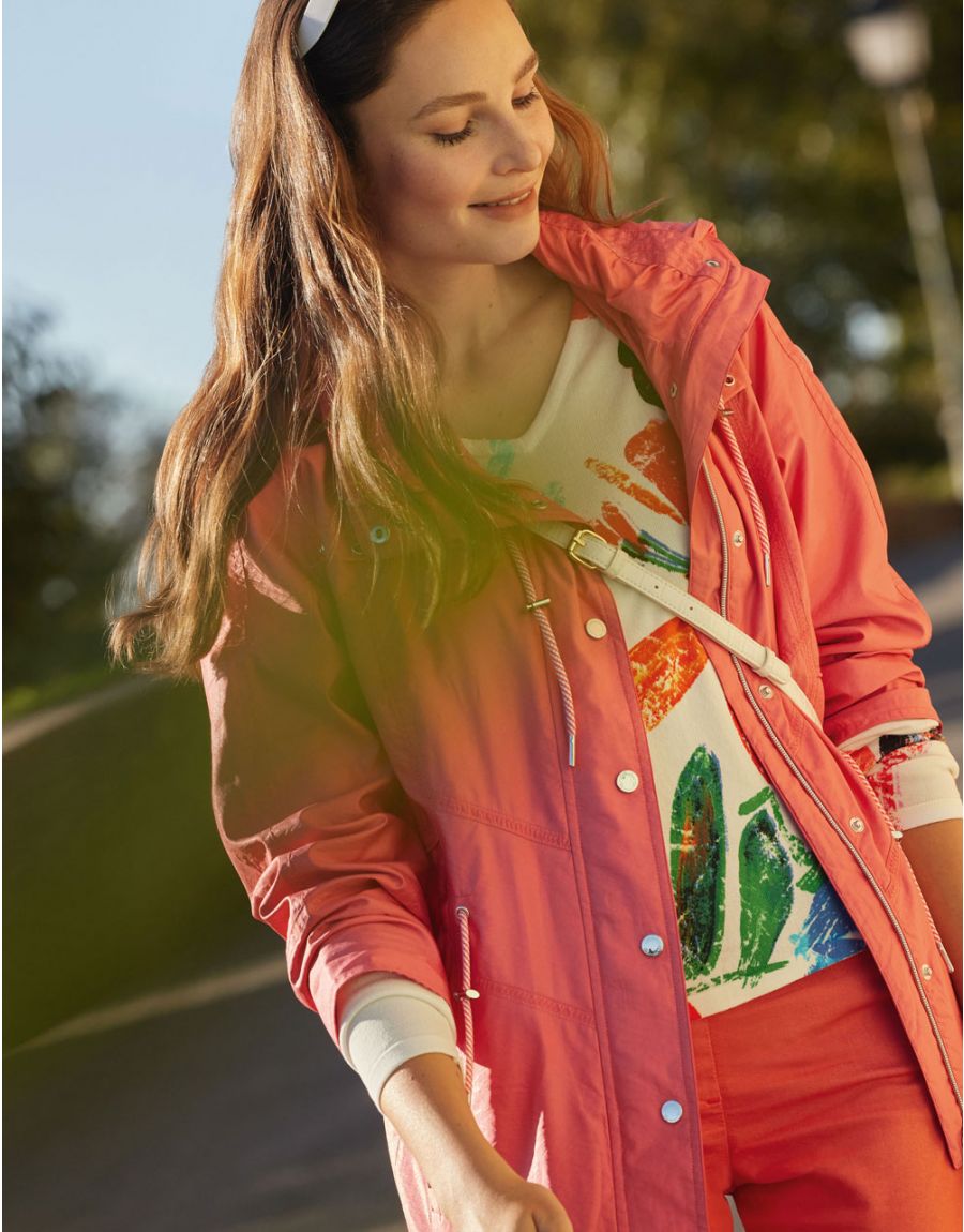 Parka courte rouge corail | Christine Laure