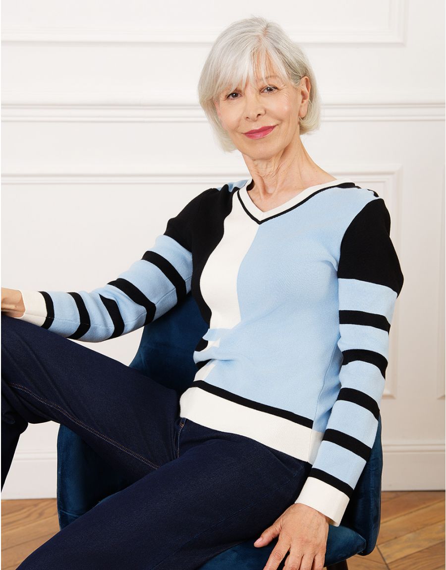 Pull color block bleu | Christine Laure